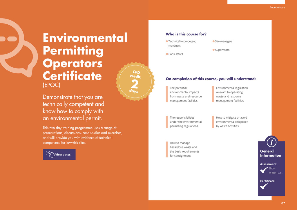 Training brochure